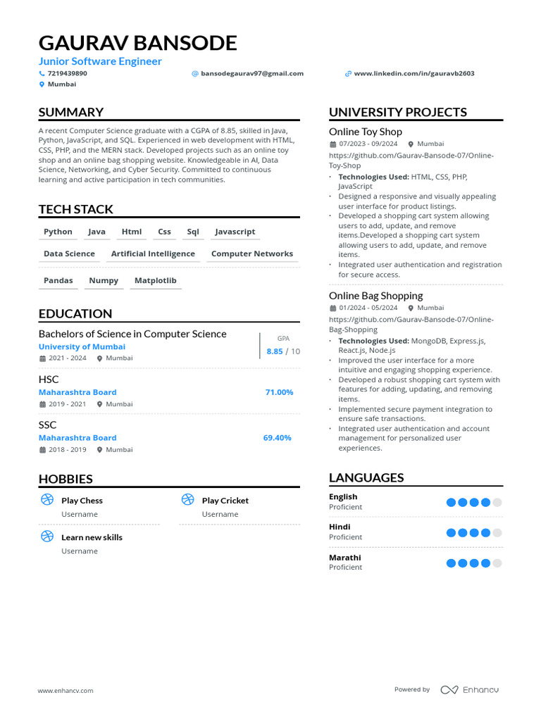 Gaurav Bansode Resume | PDF