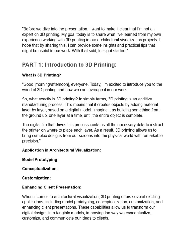Introduction To 3D Printing | PDF | 3 D Printing