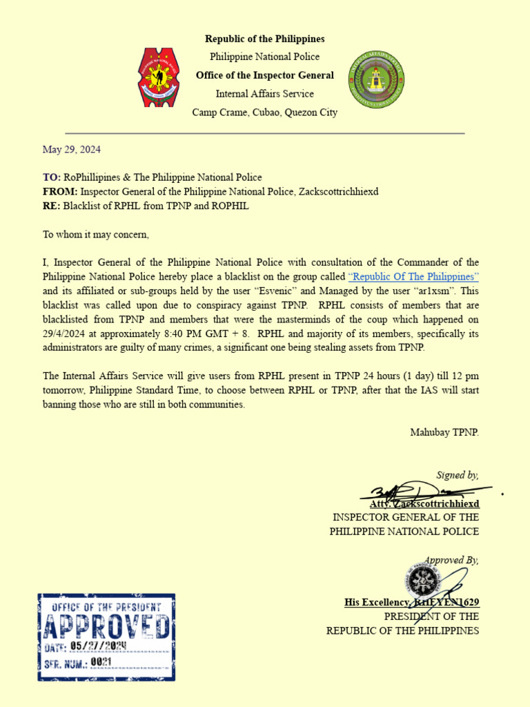 TPNP - Official Group Blacklist | PDF