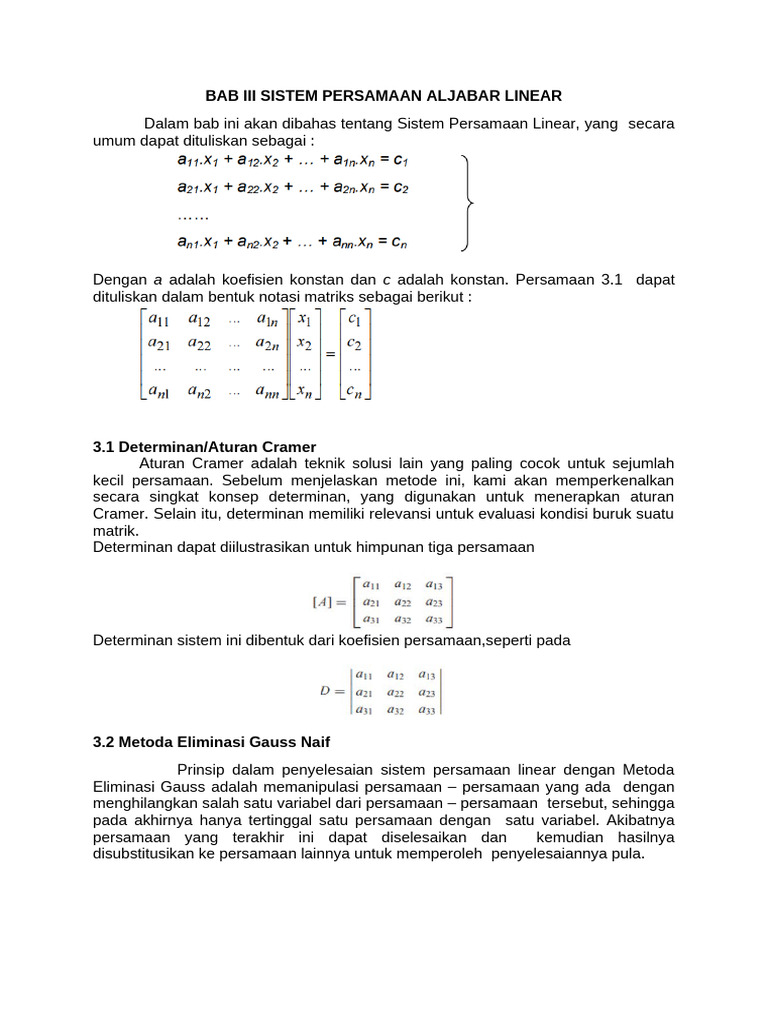 Bab Iii Sistem Persamaan Aljabar Linear Romidi 2021110040 Rata Kanan ...