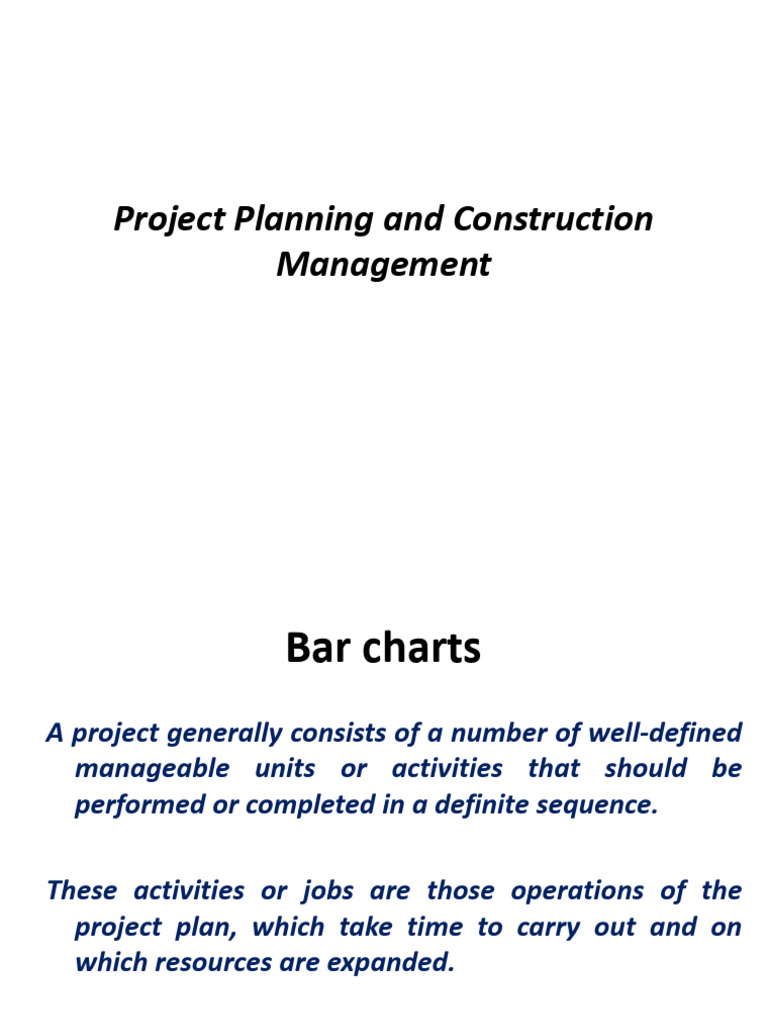 Project Managment Bar Chart, CPM, PERT | PDF