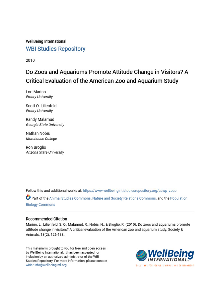 Do Zoos and Aquariums Promote Attitude Change in Visitors | PDF ...