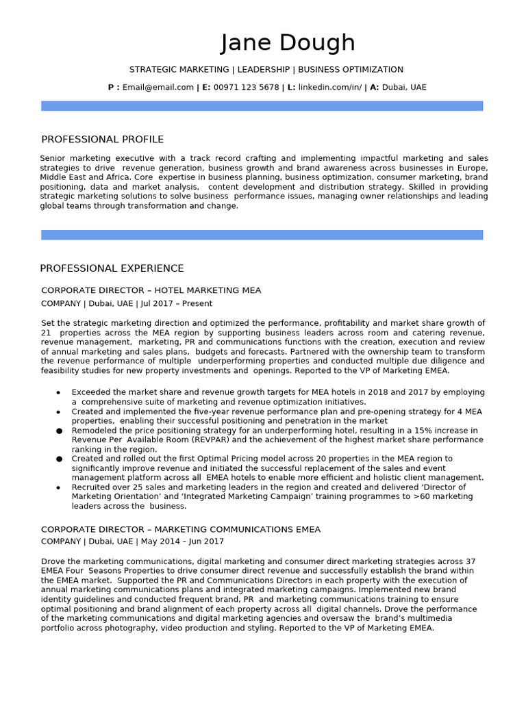 Jane Dough - Example - CV | PDF | Marketing Communications | Marketing