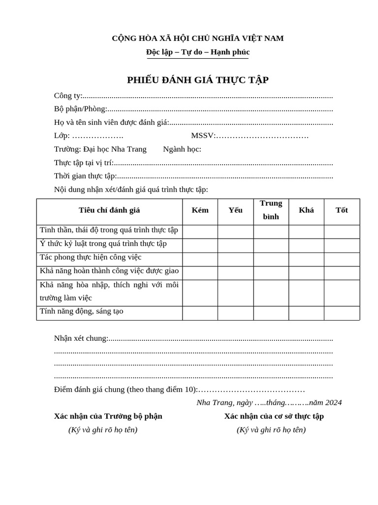 Phieudanhgia Thuctap | PDF