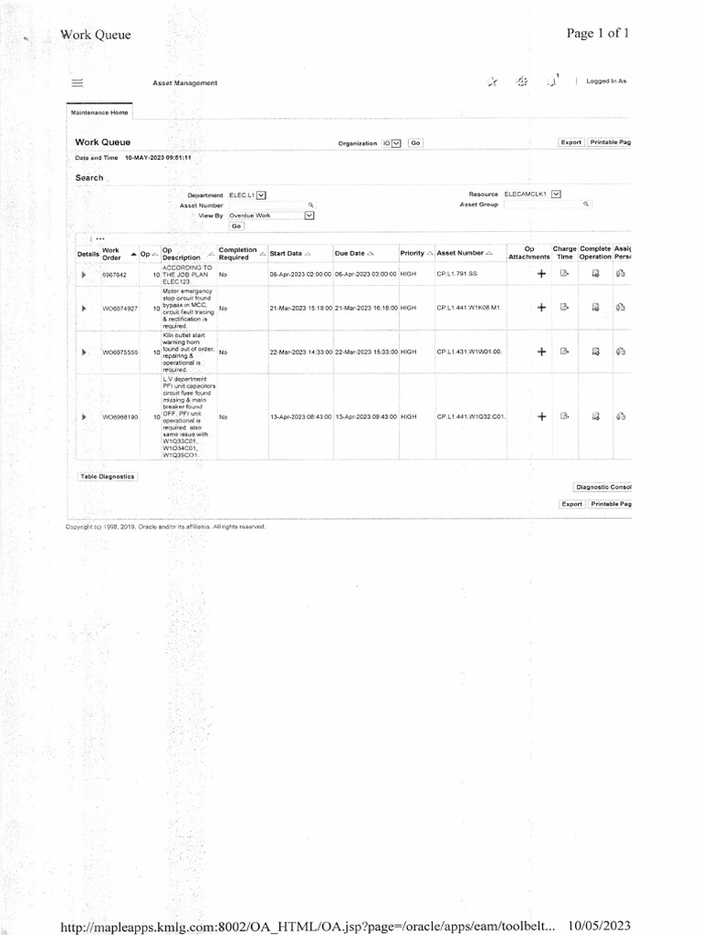 Line-1 pending work orders | PDF