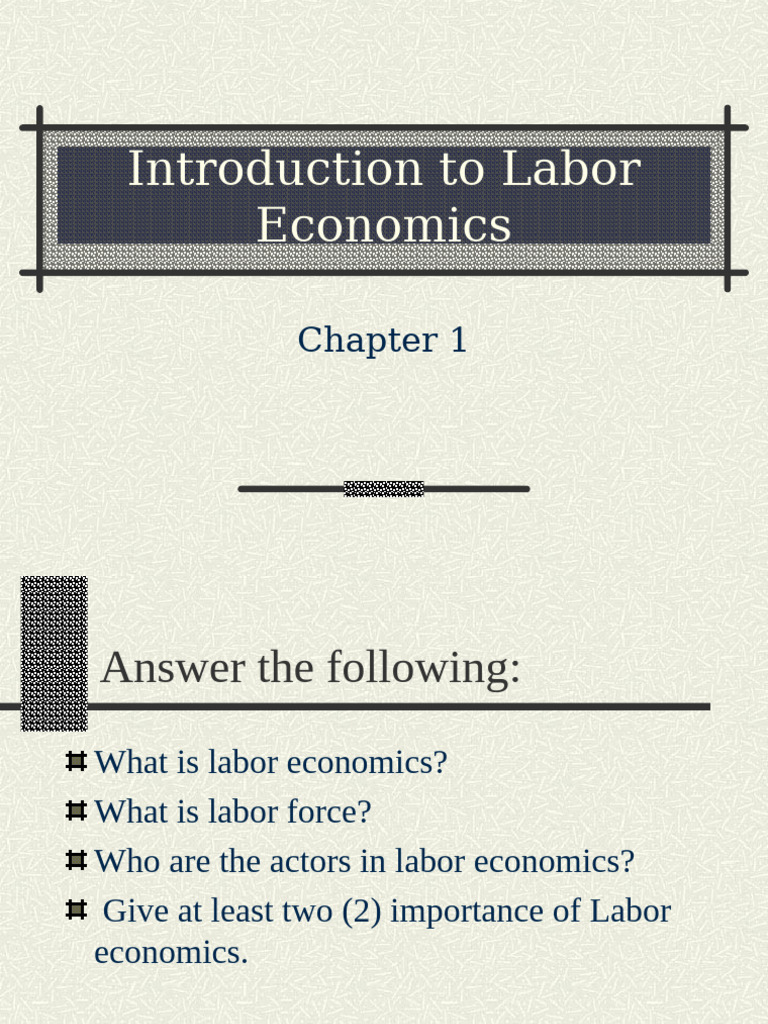 Chapter 1 Introduction To Labor Economics | PDF