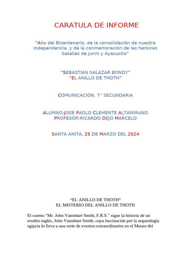 Caratula de Informe | PDF