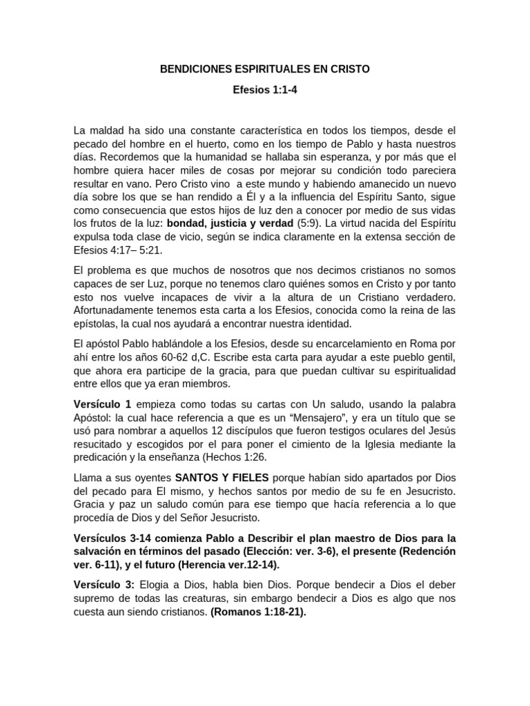 Bendiciones Espirituales en Cristo | PDF