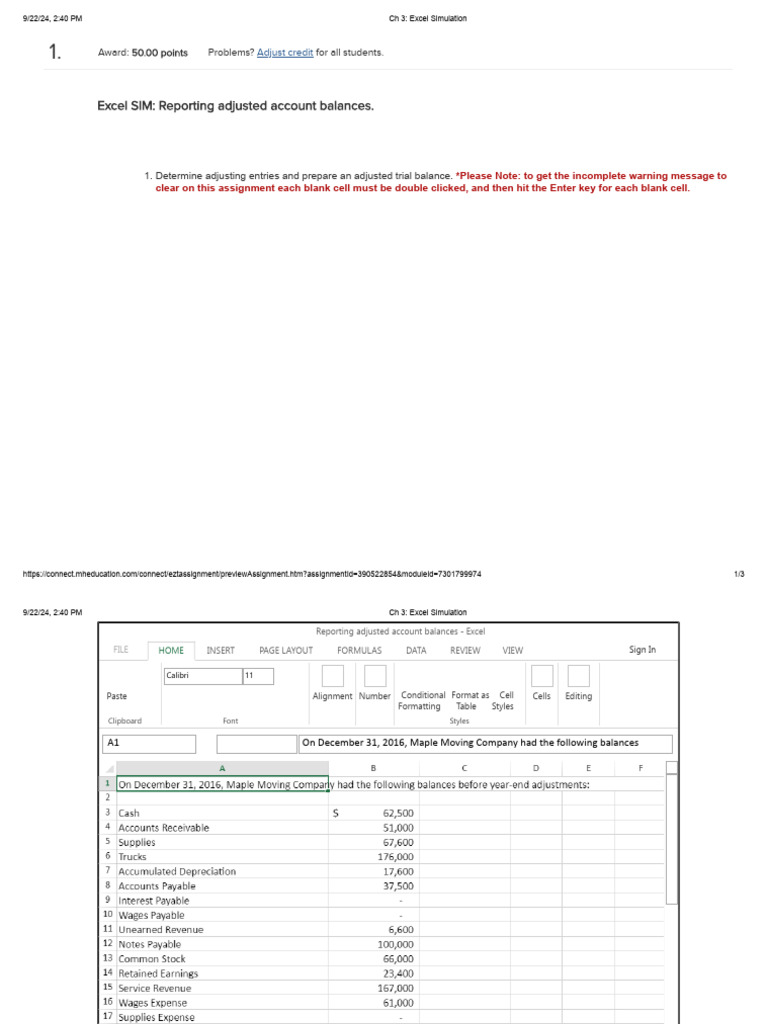 CH 3 Excel Simulation.1a | PDF