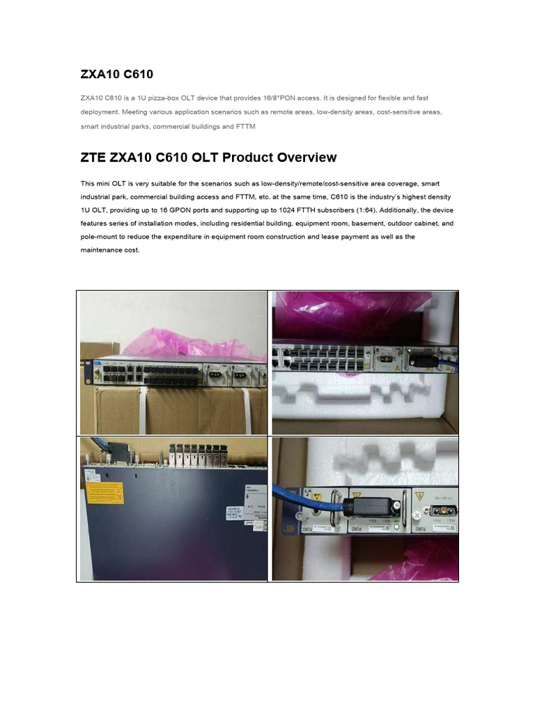 ZTE ZXA10 C610 OLT Product Overview | PDF