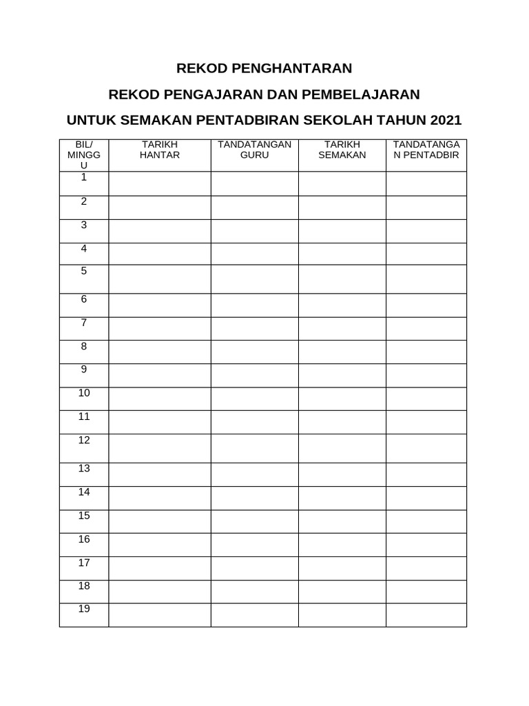 Rekod Penghantaran PDP | PDF