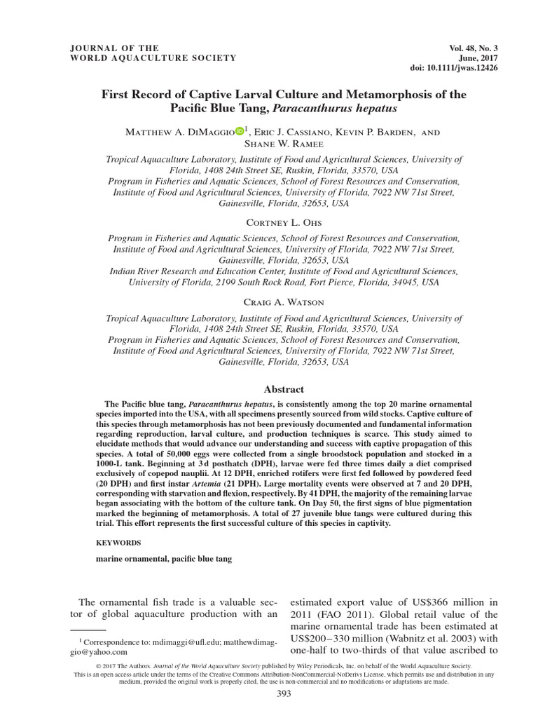Captive Larval Culture and Metamorphosis of The | PDF | Aquaculture ...