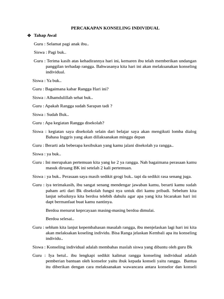 PERCAKAPAN KONSELING INDIVIDUAL | PDF