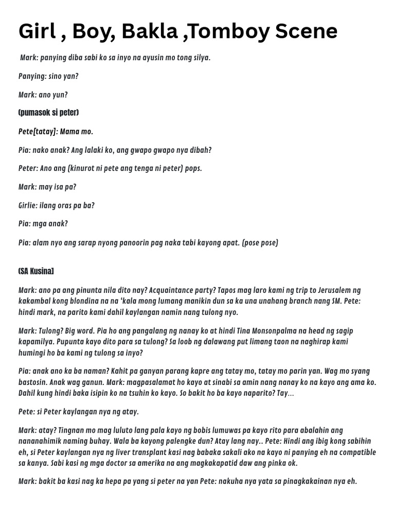 Girl Boy Bakla Tomboy Scene | PDF