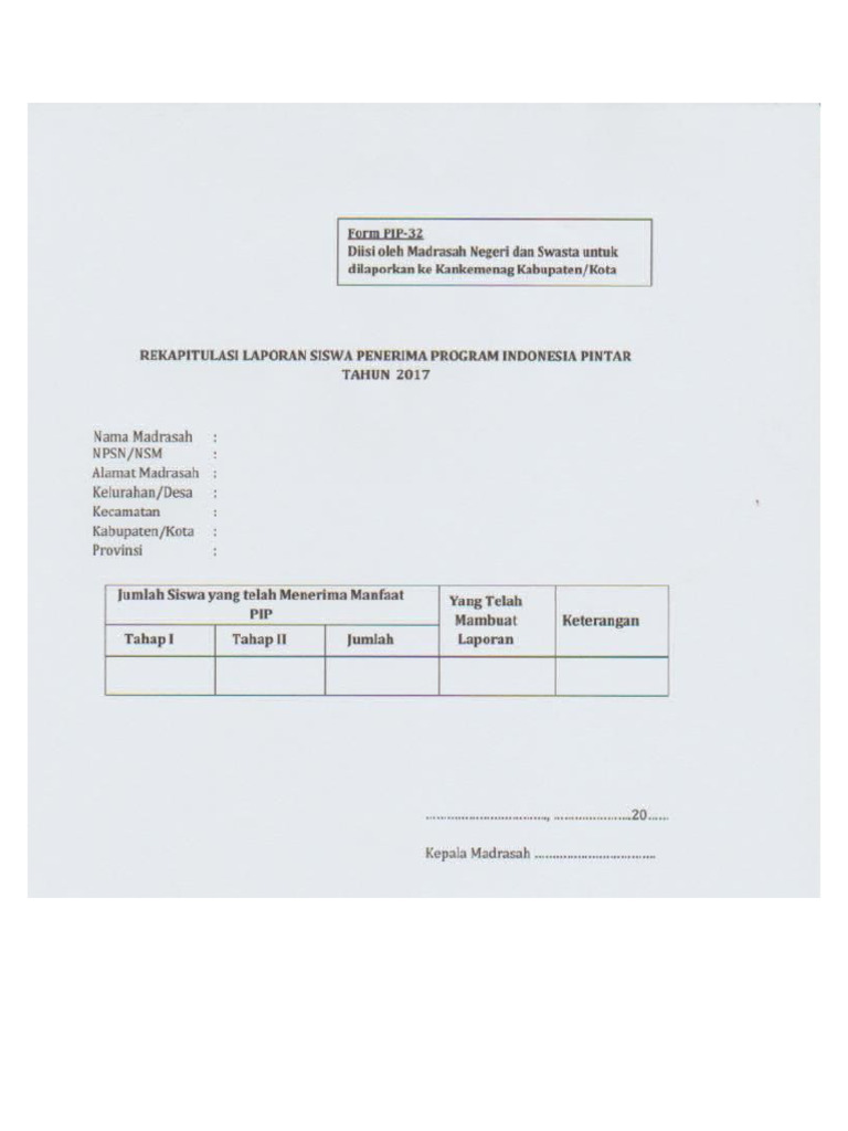 Rekapitulasi Laporan Siswa Penerima | PDF