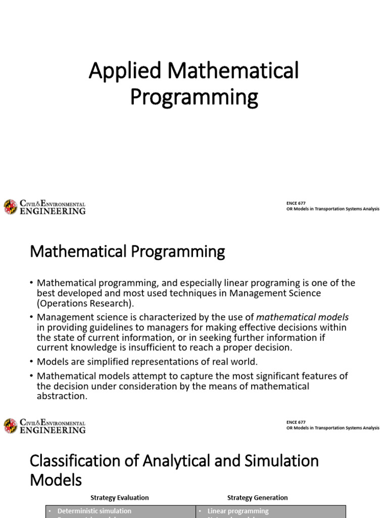 ENCE 677, W1-2.Linear Programming, Formulation | PDF | Mathematical Optimization | Function ...