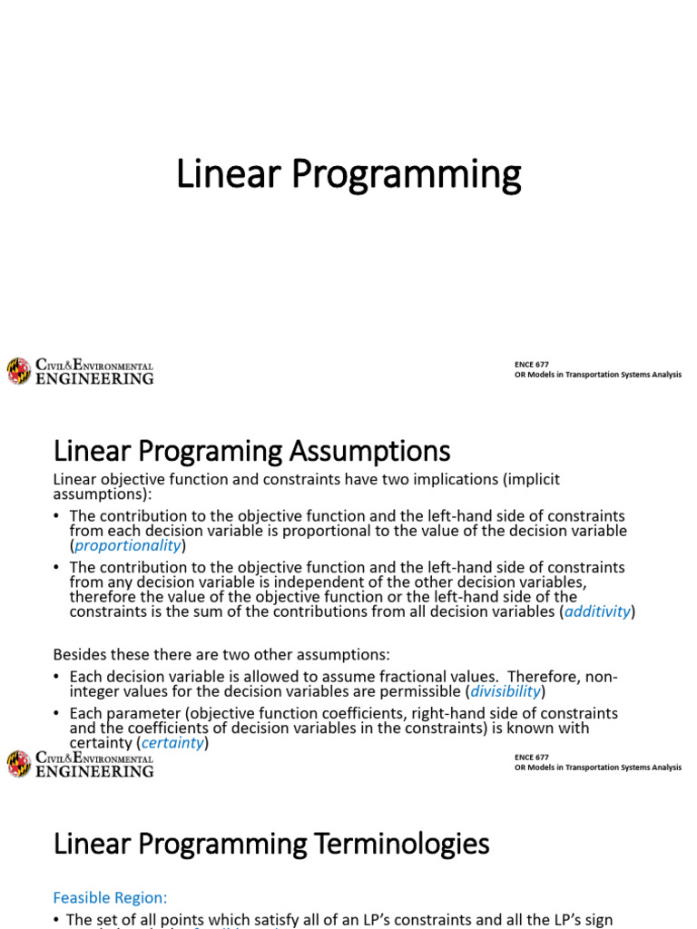 ENCE 677, W1-3.Linear Programming, Graphical Solution, Graphical ... ENCE 677, W1-3.Linear Programming, Graphical Solution, Graphical ...