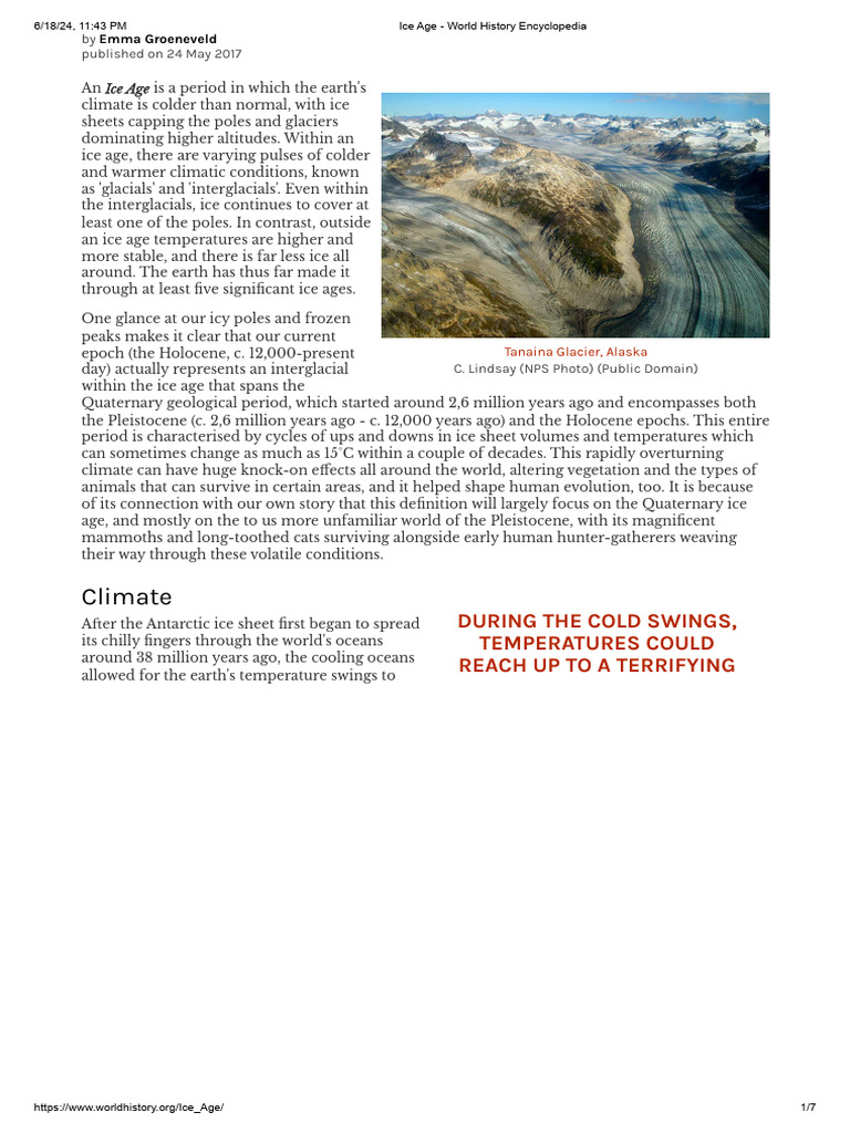 Ice Age - World History Encyclopedia | PDF