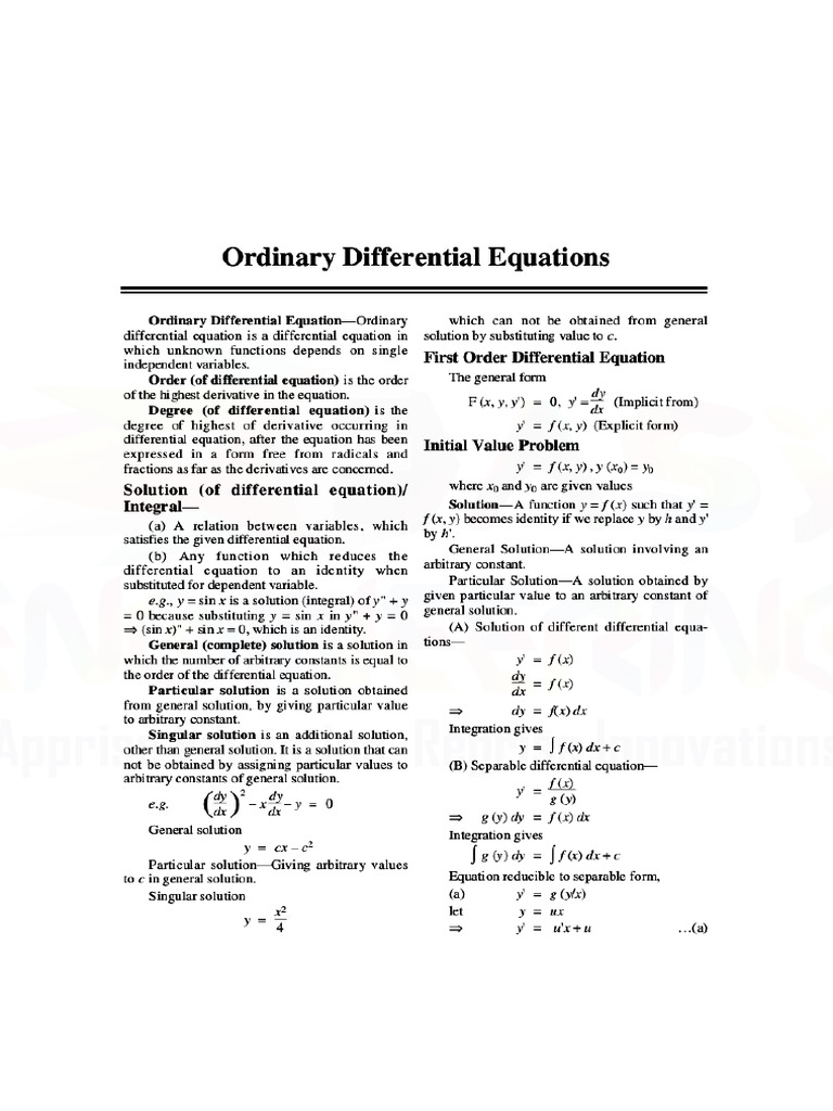 Ordinary Differential Equation | PDF