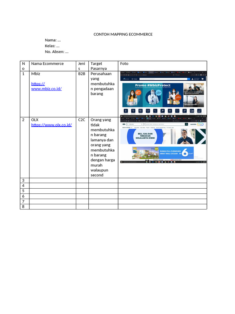 Contoh Mapping Ecommerce | PDF