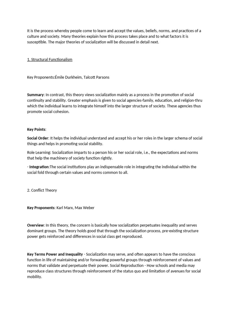 Theories of Socialization | PDF | Socialization | Cognitive Development