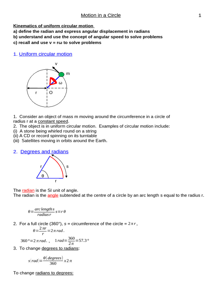1. Circular Motion | PDF