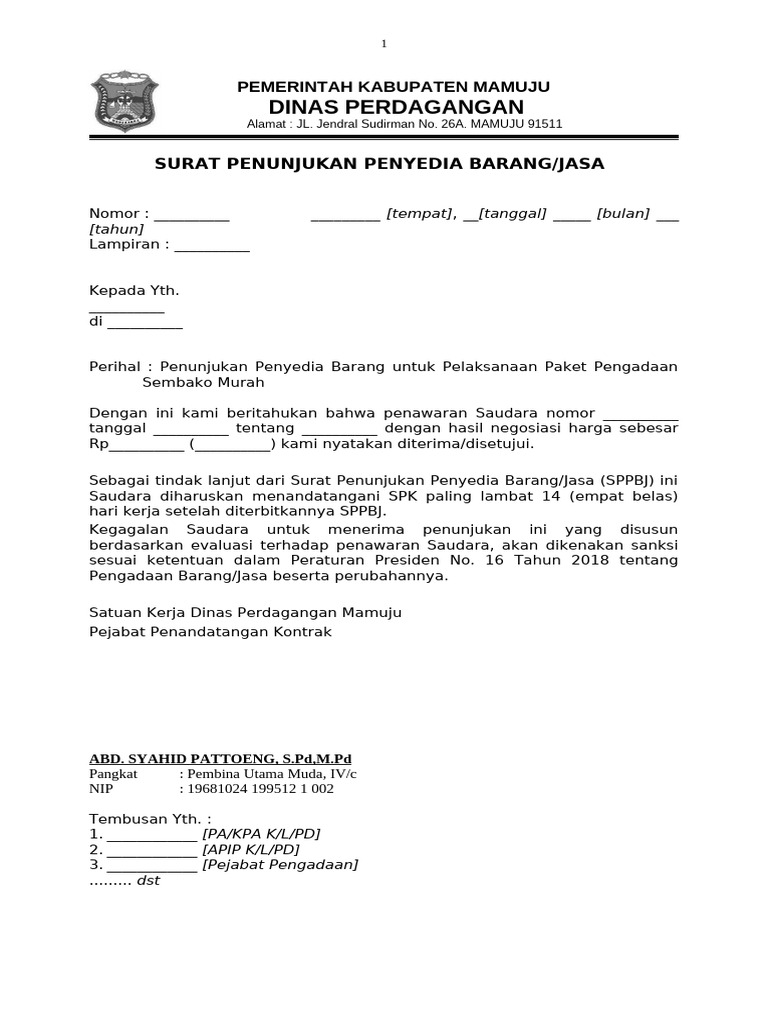 Contoh SPK Barang | PDF