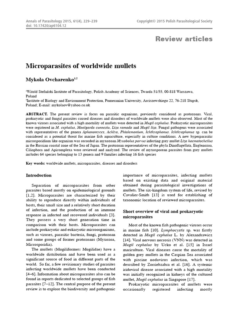 Microparasites of Worldwide Mullets | PDF