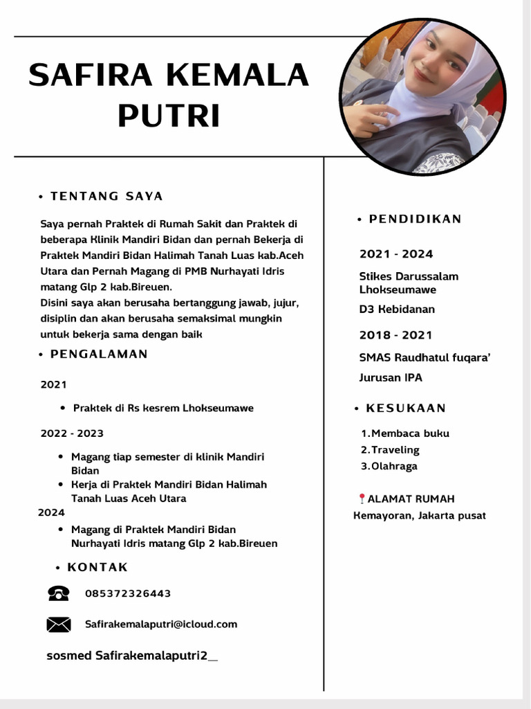 CV Safira Kemala Putri 2 | PDF