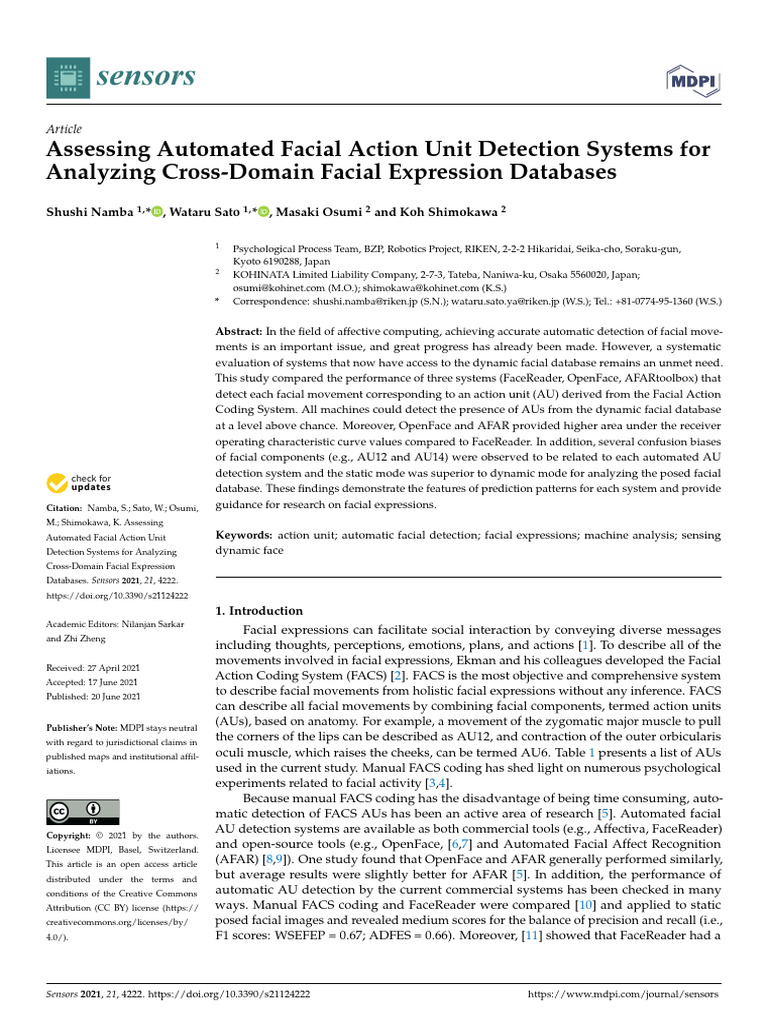 Assessing Automated Facial Action Unit Detection Systems For Pdf