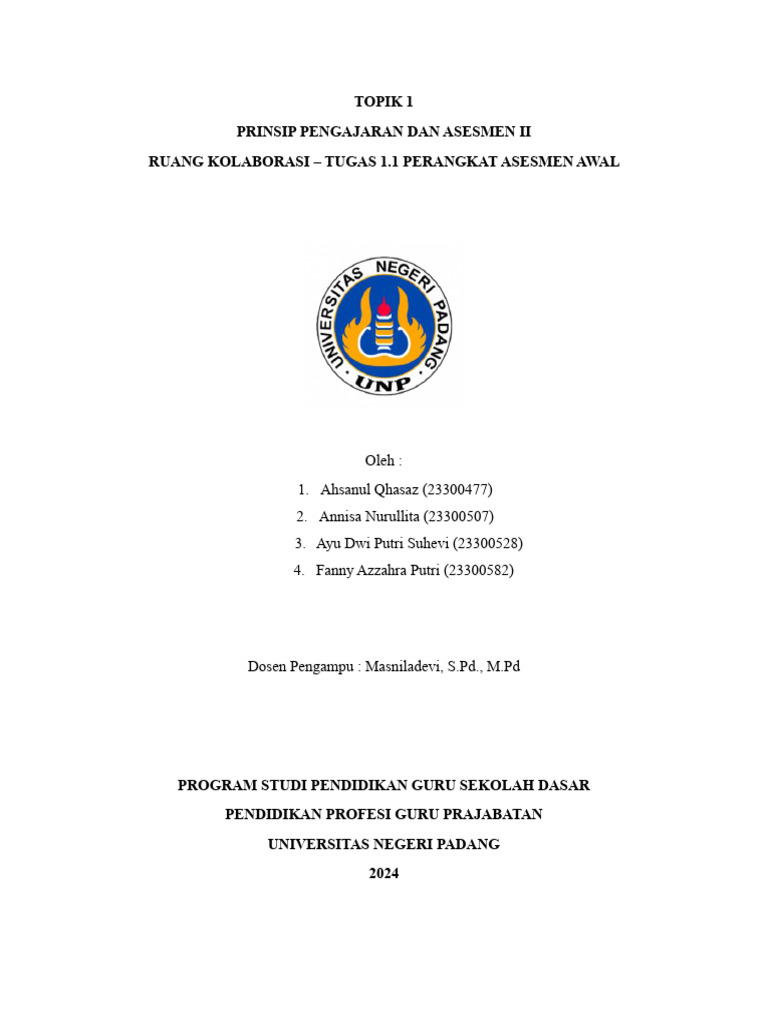 T1 Ruang Kolaborasi Tugas 1.1 Perangkat Asesmen Awal - PPA II | PDF