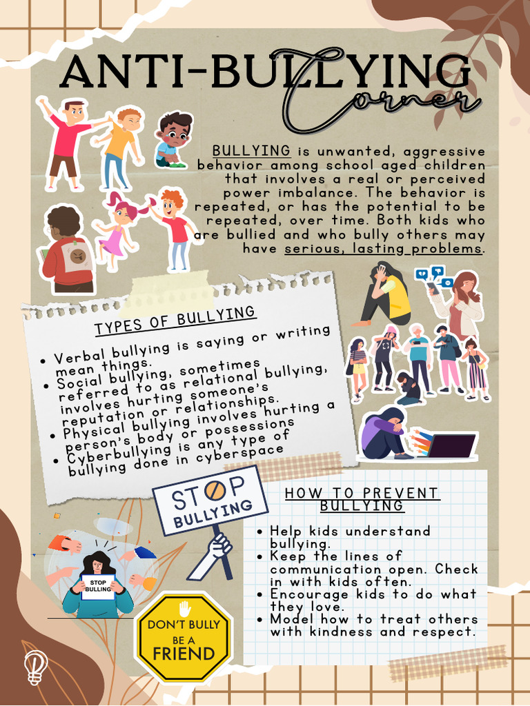 Anti Bullying GAD DRRM and NDEP Corner Poster Brown Boho Stylecpegleumcas Creatives.2k23 | PDF