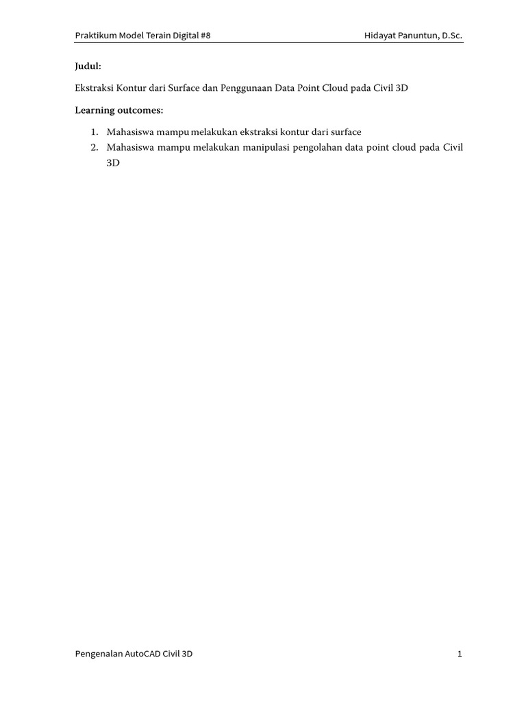 Praktikum MTD #8 - Pengolahan Dengan Civil 3D - Fin | PDF