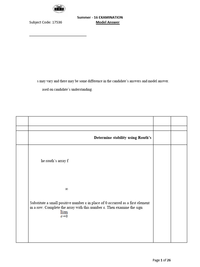 2016 Summer Model Answer Paper | PDF
