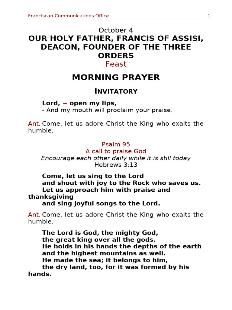 October 4 - Morning Prayer | PDF