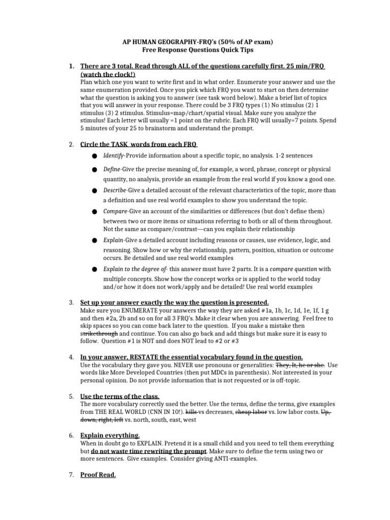 FRQ Quick Tips | PDF