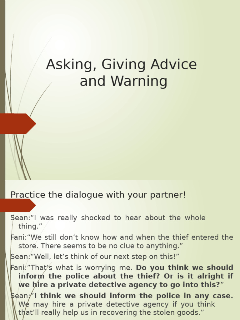 Asking Giving Advice and Warning | PDF