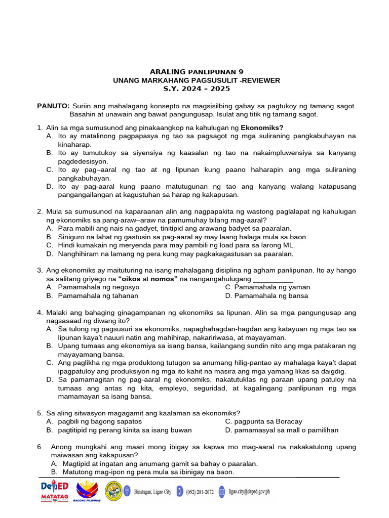 AP-9-IST-QUARTER-EXAMINATION-REVIEWER | PDF