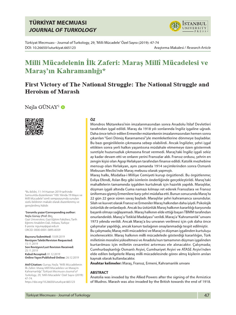 Milli Mucadelenin Ilk Zaferi Maras Milli | PDF
