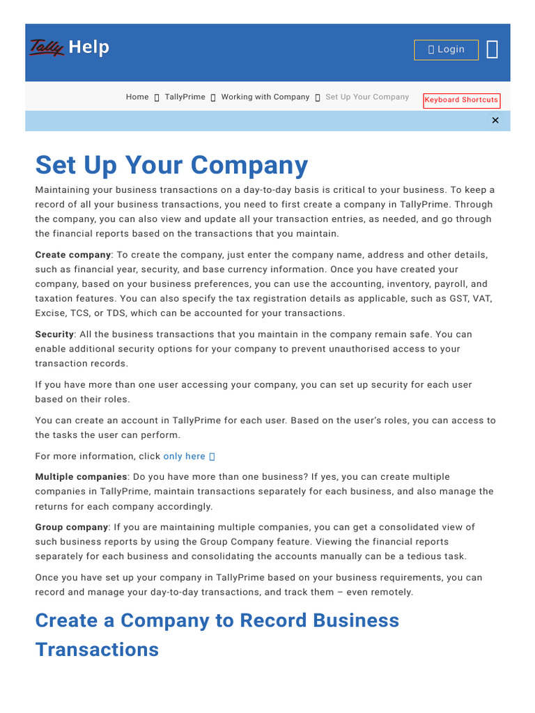 Set Up Company Tally | PDF