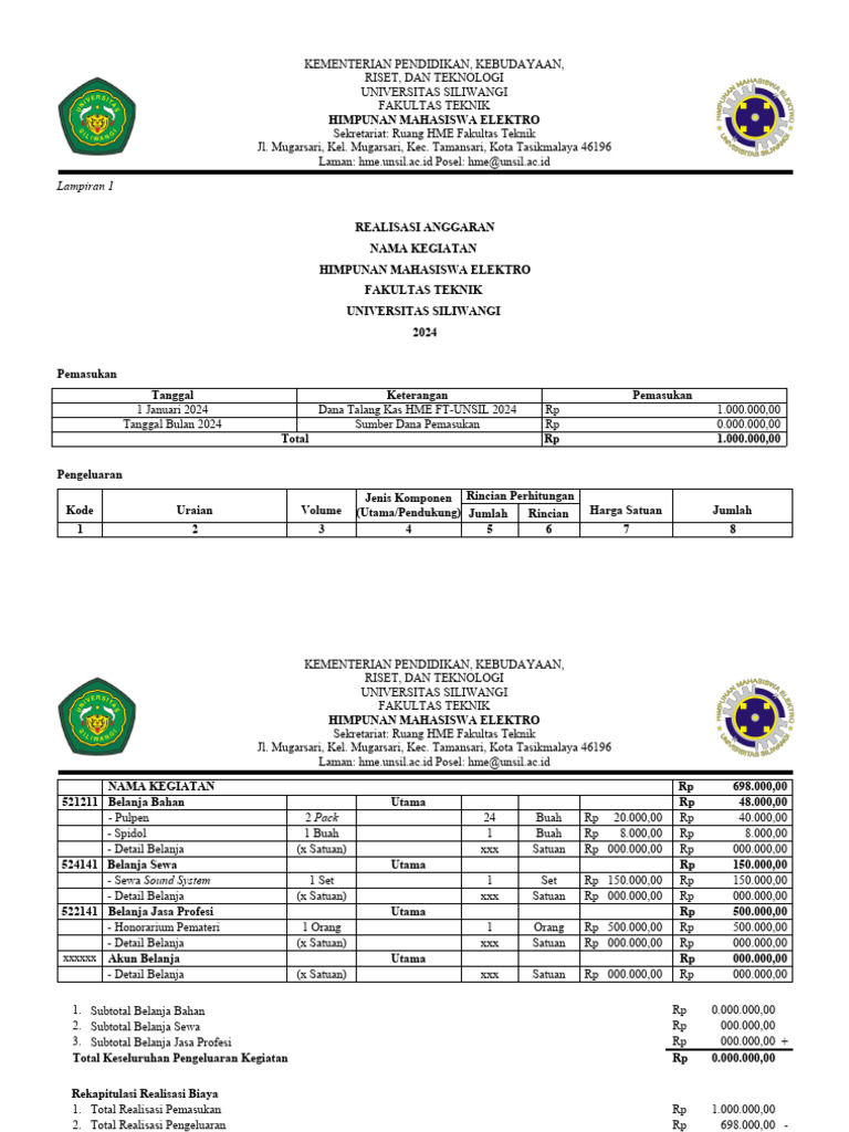 Format Realisasi | PDF