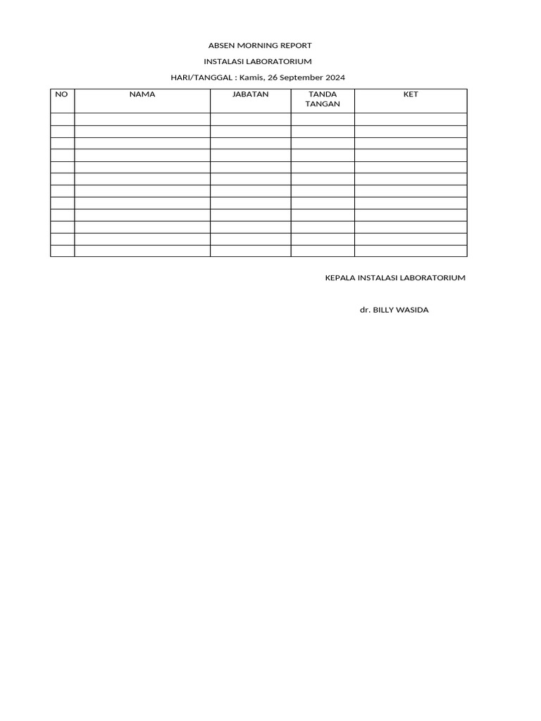 ABSEN MORNING REPORT | PDF