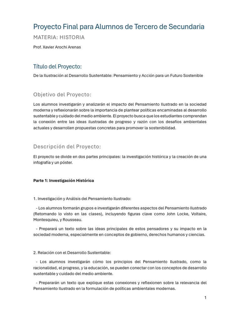 Proyecto Final para Alumnos de Tercero de Secundaria | PDF