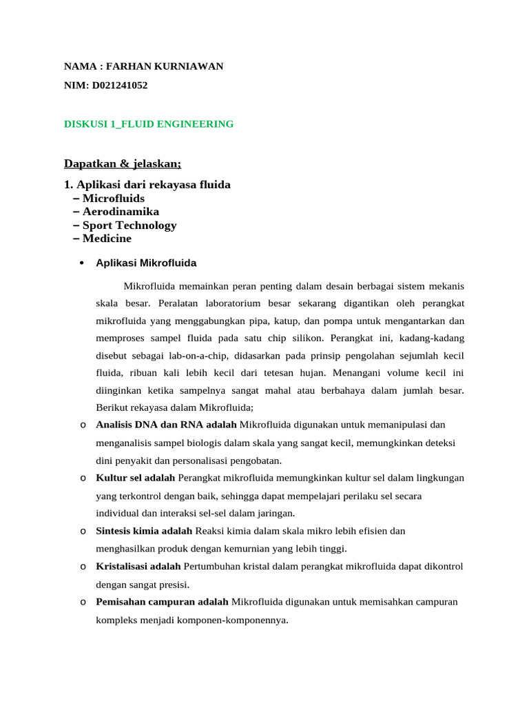 D021241052 - Farhan Kurniawan - Tugas Fluid Engginering | PDF