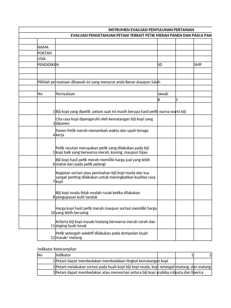 Instrumen Evaluasi Penyuluhan Pertanian Kristin | PDF