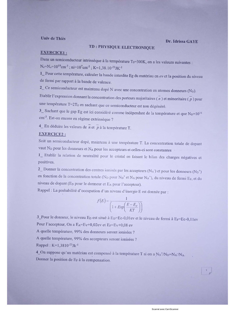 Correction TD Électronique | PDF