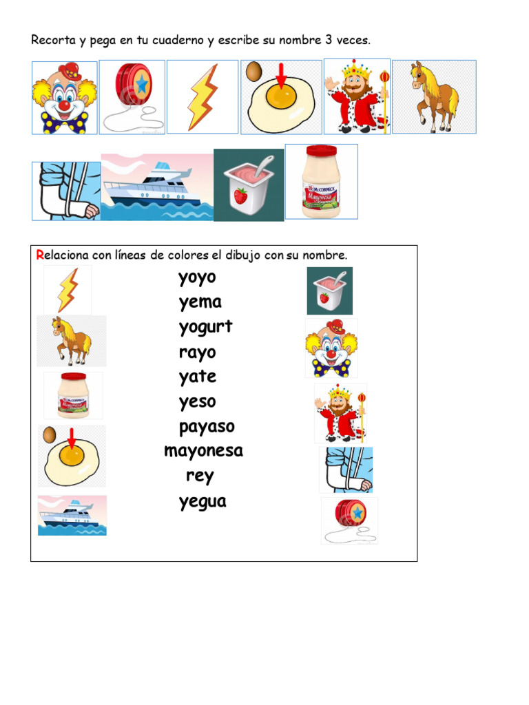 palabras con y, ll | PDF