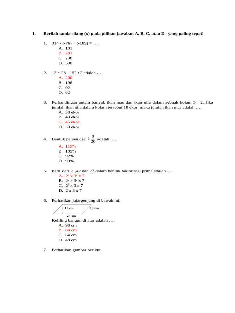 Soal PPDB 23-24 MAT | PDF