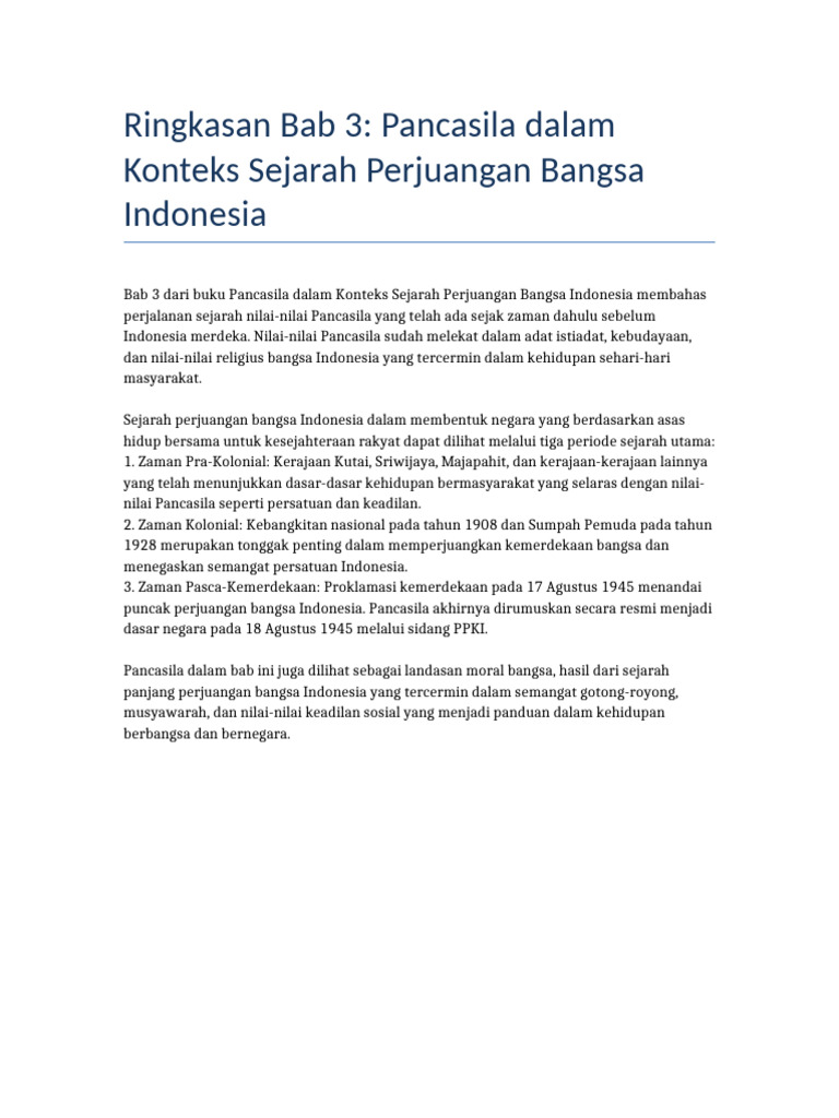 Ringkasan Bab 3 Pancasila | PDF
