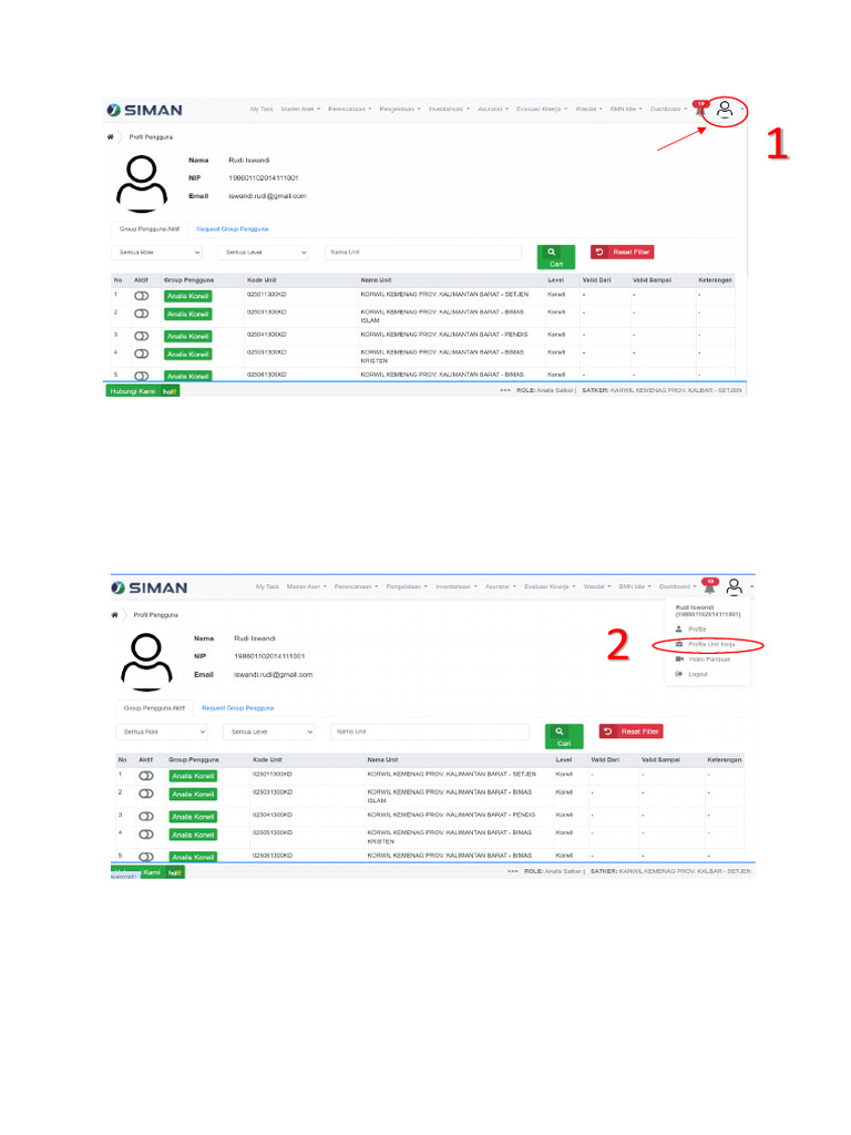 Tutor Ubah Profil Siman | PDF
